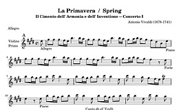 Spring (Concerto No. 1 "La primavera") Solo violin - Violin - Sheet ...