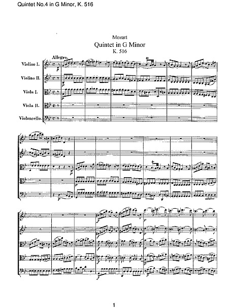 String Quintet No. 4 Full Score - Violin, Violin, Viola, Viola, Cello ...