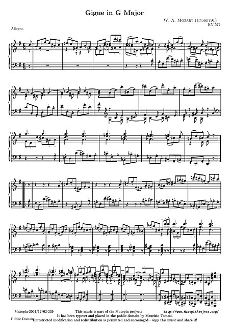 Gigue Original version - Piano - Sheet music - Cantorion - Free sheet ...