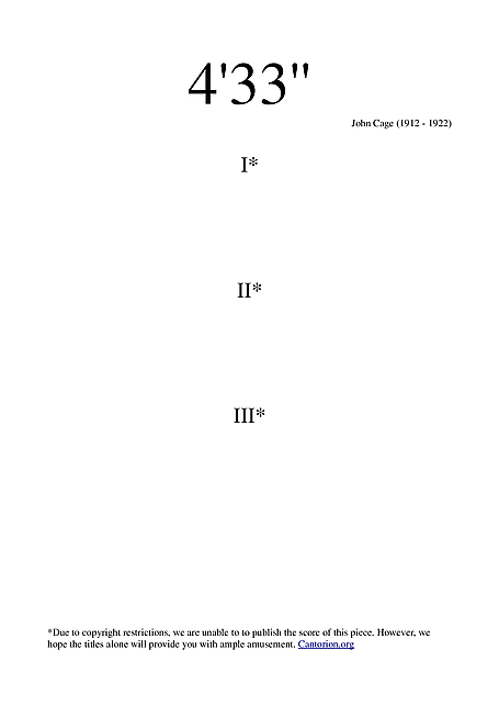 4' 33" - Sheet music - Cantorion - Free sheet music, free scores