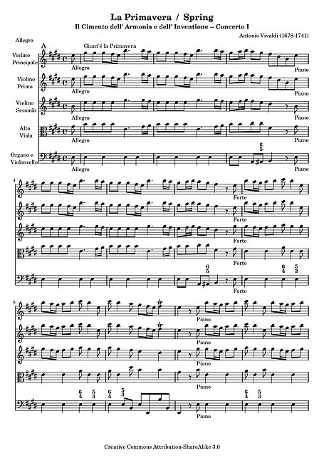 Spring (Concerto No. 1 "La primavera") Full score - - Sheet music ...