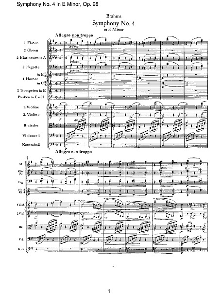 Symphony No. 4 in E minor Full Score - - Sheet music - Cantorion - Free ...