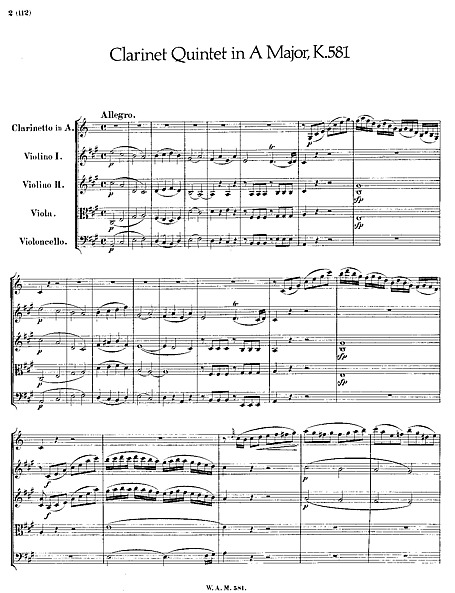 Clarinet Quintet Full score - Clarinet, Violin, Violin, Viola, Cello ...