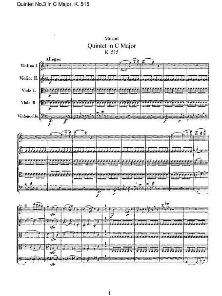 String Quintet No. 3 Full Score - Violin, Violin, Viola, Viola, Cello ...