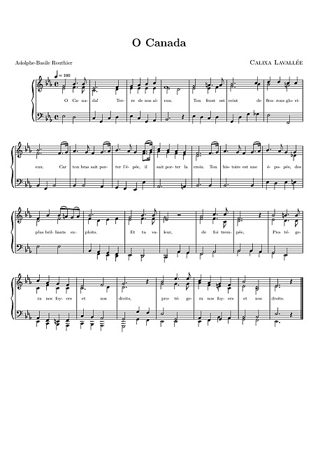 O Canada French lyrics - Voice, Piano, SATB - Sheet music - Cantorion ...