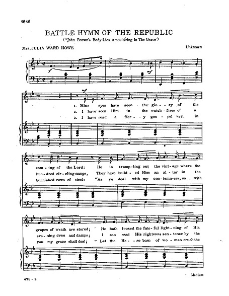 Battle Hymn of the Republic Piano, Voice - Sheet music - Cantorion ...