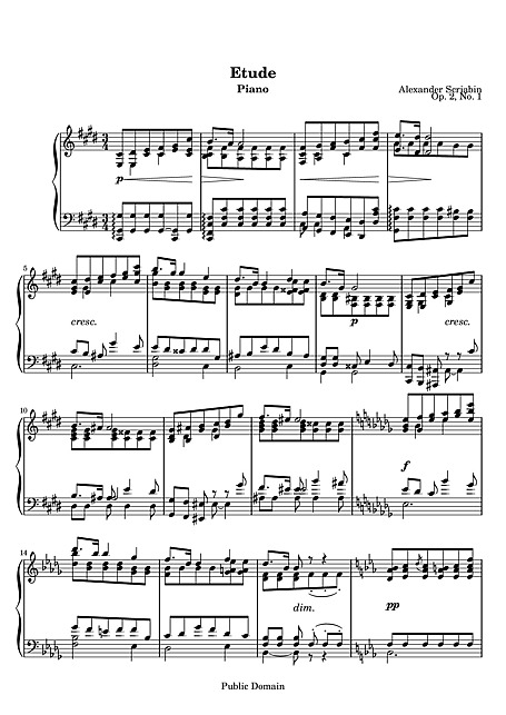 Etude - Sheet music - Cantorion - Free sheet music, free scores